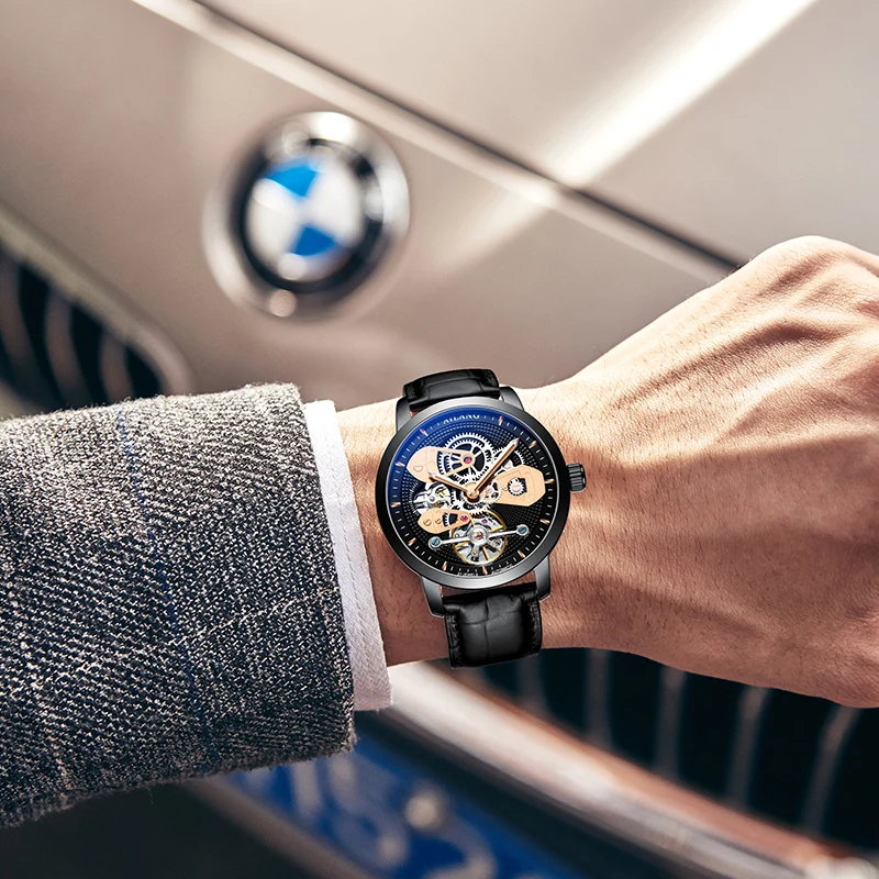 2019 New Watch Men's Machinery Watch Fully Automatic Hollow-out Leather ...