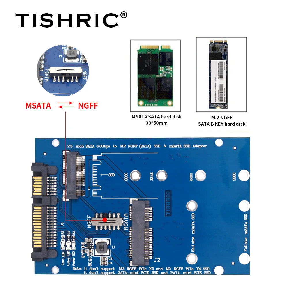 TISHRIC M2 to Sata 2.5inch M2 SSD Adapter Msata to Sata NGF MSATA SSD ...