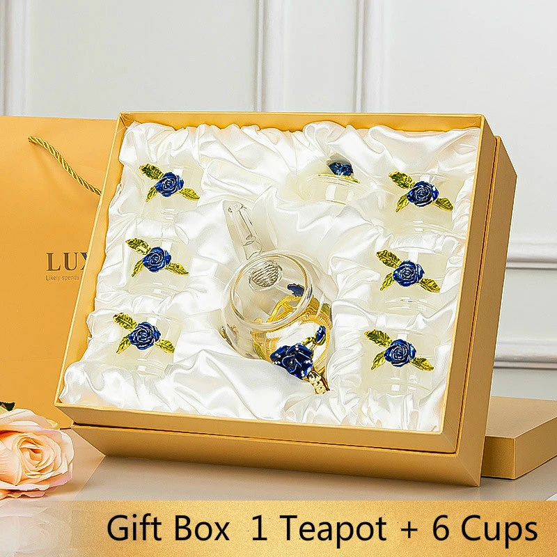 Red Rose Enamel Crystal Flower Tea Glass Cups For Hot And Cold Drinks ...