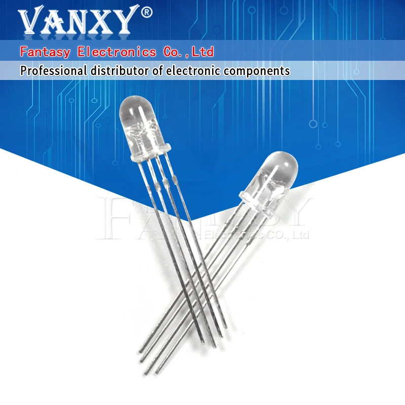 50pcs-5mm-full-color-LED-RGB-red-green-and-blue-Four-feet-transparent ...