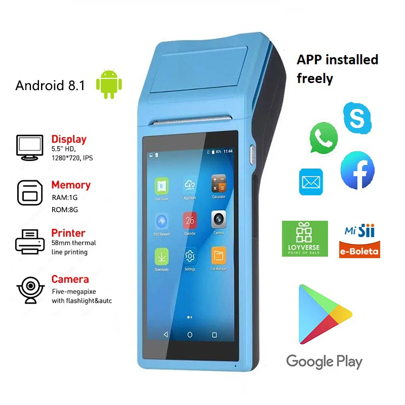 2021 Hot sale 5.5 inch Mobile POS Machine 58mm Bluetooth Thermal ...