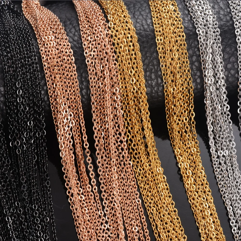 10pcs Stainless Steel Chains Necklace 1.5mm/2mm Men Women 4 colors for ...