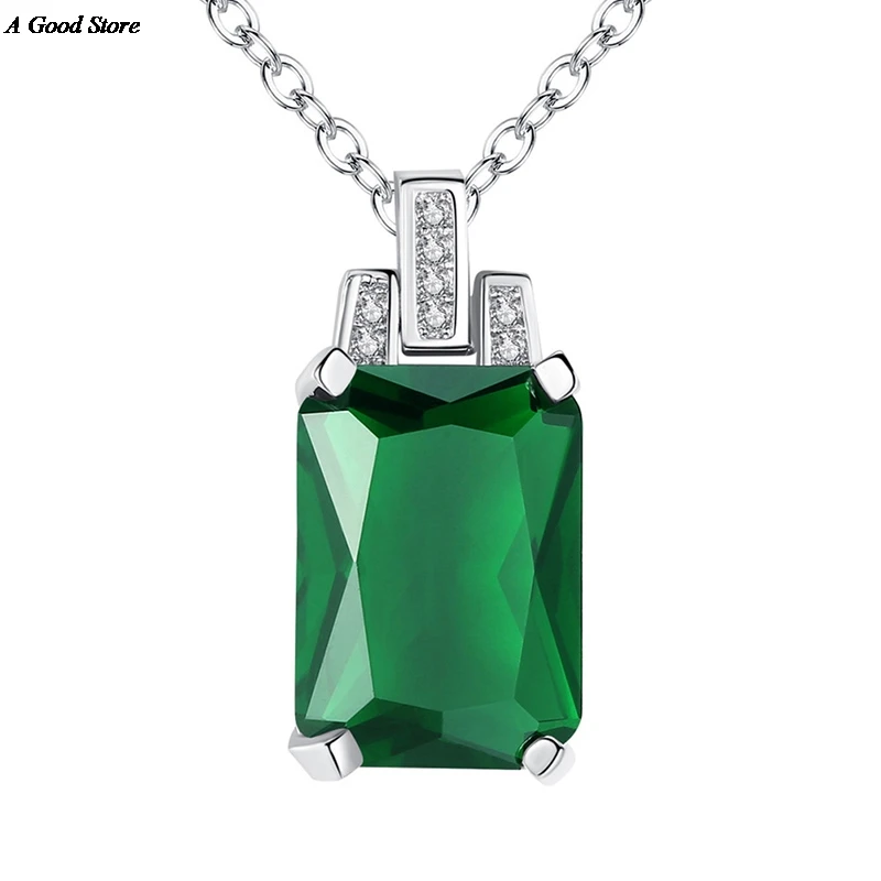 Colliers en émeraude pour femmes, pendentif en émeraude, solide, chaîne ...