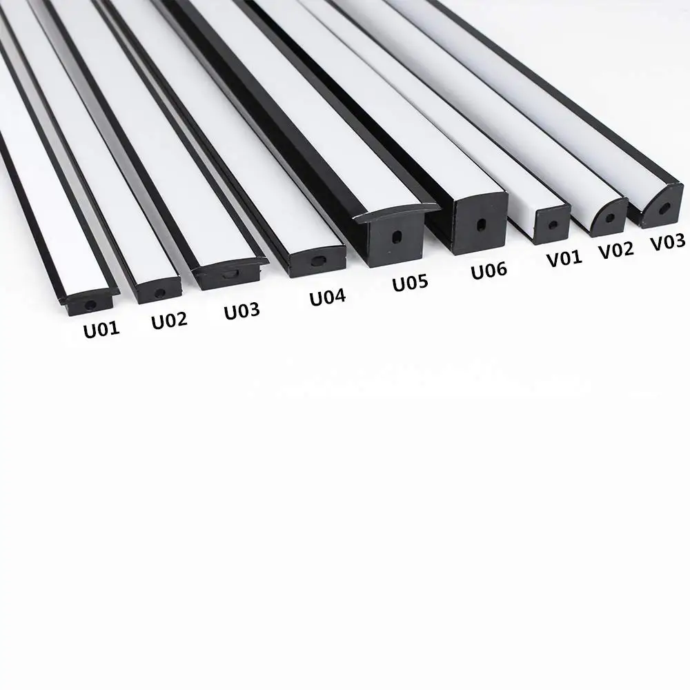 5sets 0.5m Black Aluminum Profile U Shape | Black Aluminum Profile Led ...