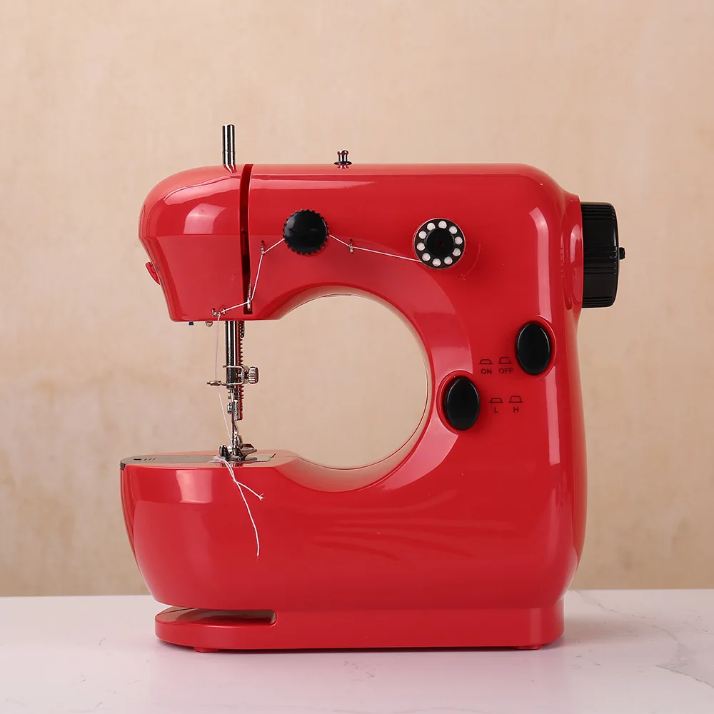 Inne Mini Red Sewing Machine Portable Household Dual Speed Foot Pedal ...