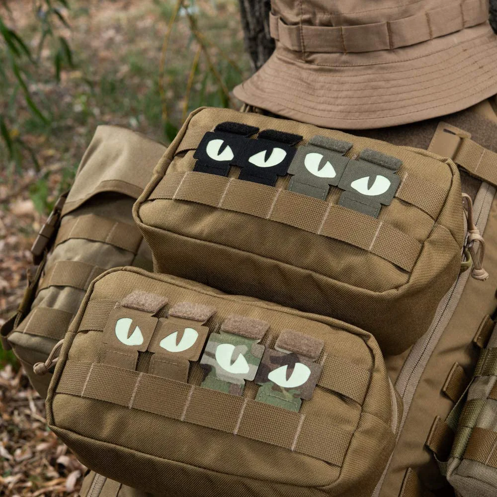 1 Pair Tactical Cat Eyes Patch Military Combat Glow In Dark Tag ...