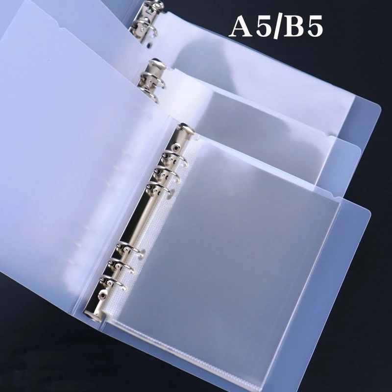 100Pcs/Set A5/B5 Transparent Loose Leaf Notebook Documents 13/17 Holes ...