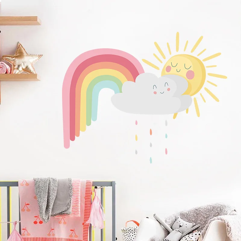 Baby Wall Stickers Kids Room Clouds | Rainbow Wall Sticker | Home Decor ...