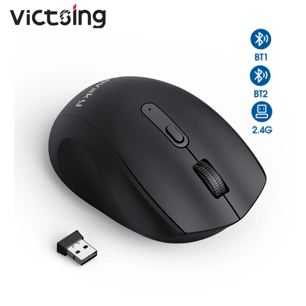 Victsing Pc350 Wireless Mouse 2.4g+dual Bluetooth 3 Modes Mute Mouse ...