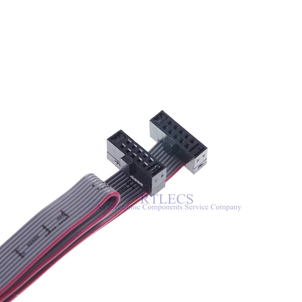 10 Pcs 10 Pin 1.27 Mm Pitch 2x5 Position Idc Socket Extension Flat Ribbon Cable Isp Jtag ...