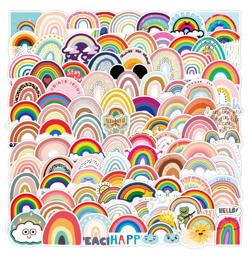 100PCS-Color-Rainbow-Bridge-Sticker-Cartoon-Stickers-for-Girl-Children ...