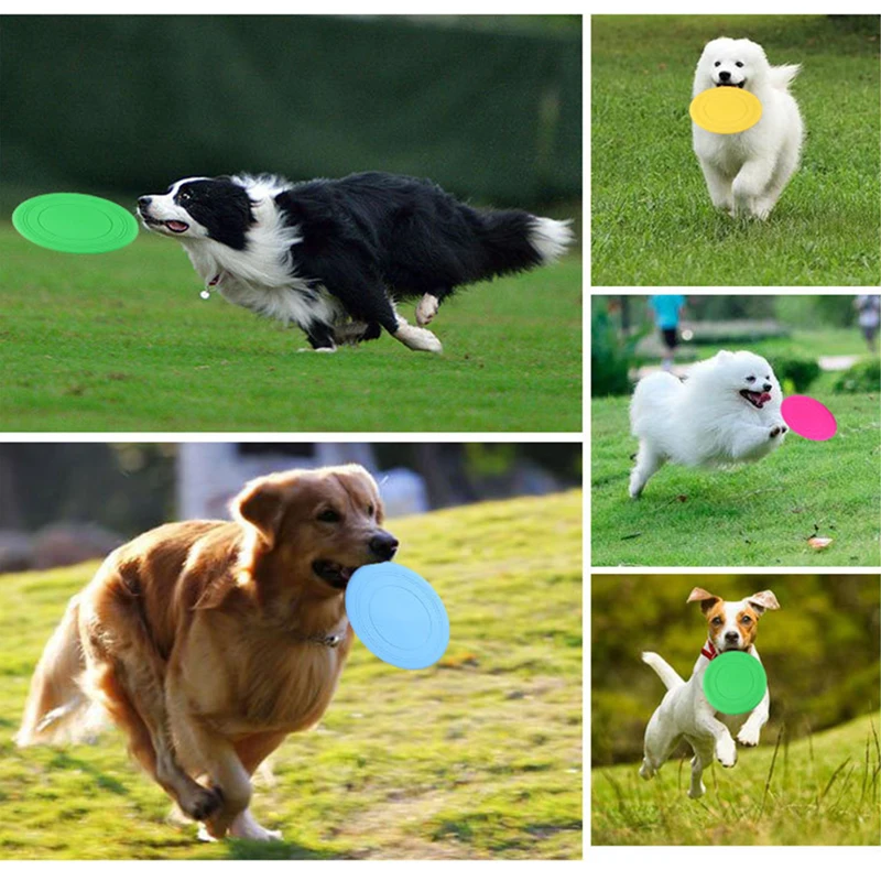 7 Colors Puppy Medium Dog Flying Disk Safety TPR Pet Interactive Toys ...