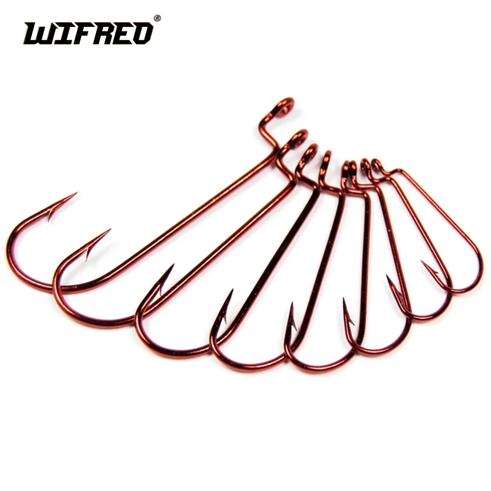 20PCS Red / Bleeding / Blood Carolina Rig Worm Hook Non Offset Jig Head ...