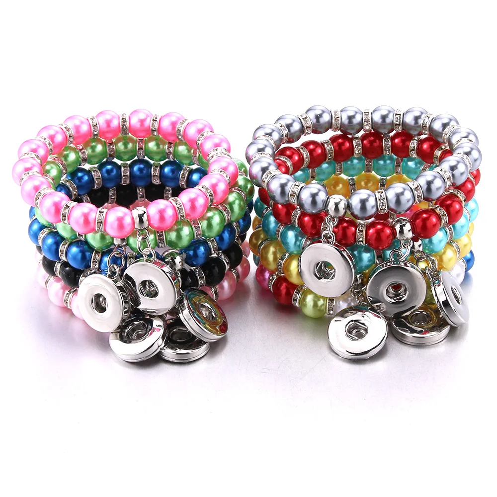 New-18mm-Snap-Jewelry-10mm-Crystal-Pearls-Bead-Snap-Bracelet-Fit-Snap ...