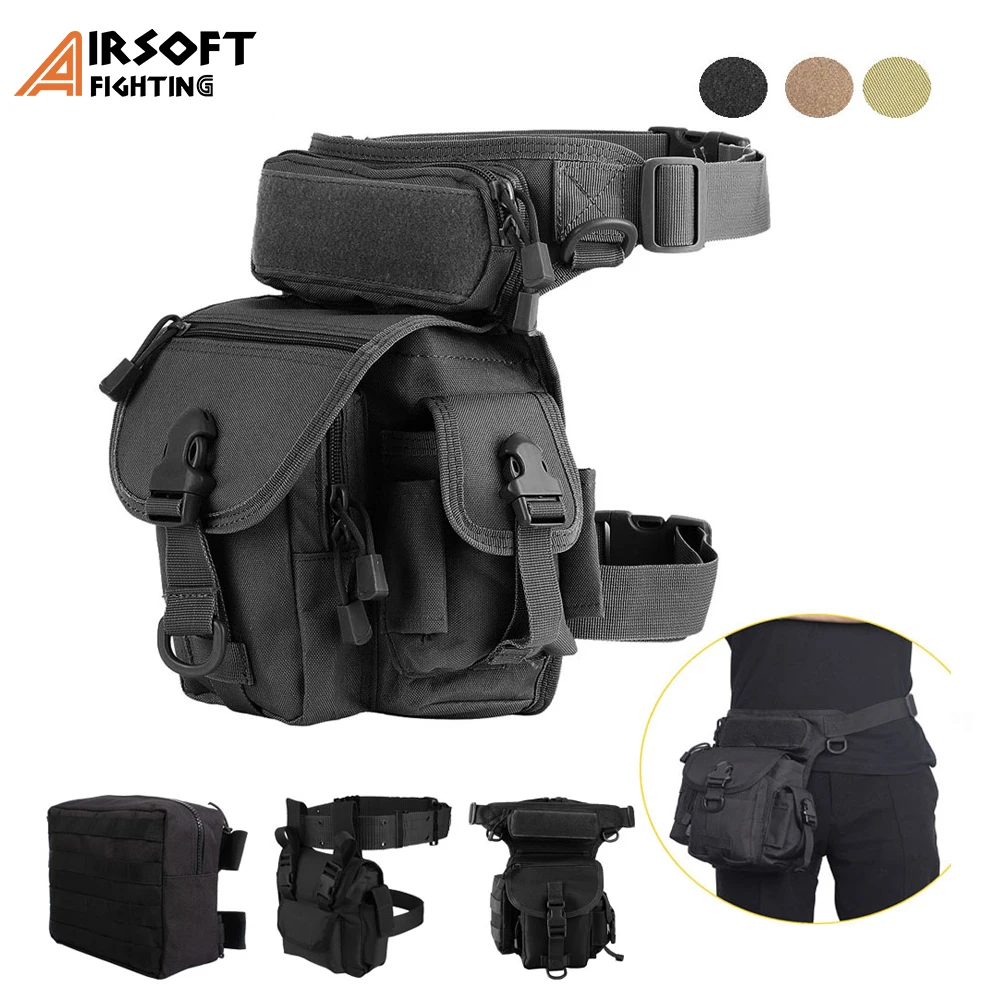 Tactical Drop Leg Bag Waist Belt Molle Strap Pouch Quick Release EDC ...
