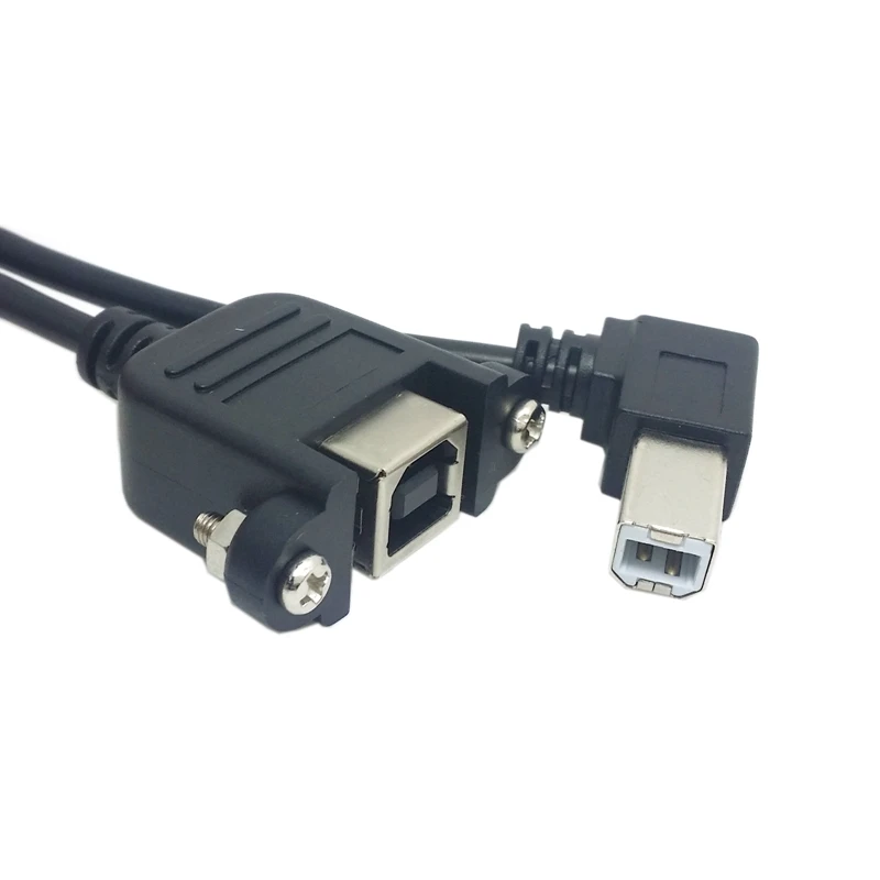 90 degree left and right angle USB B type male to USB B type female ...