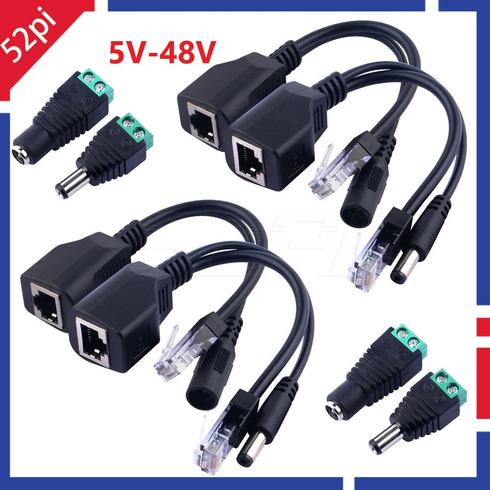 5pairs Passive Poe Splitter Rj45 Female To Rj45 Male + Power Out 5v-48v ...