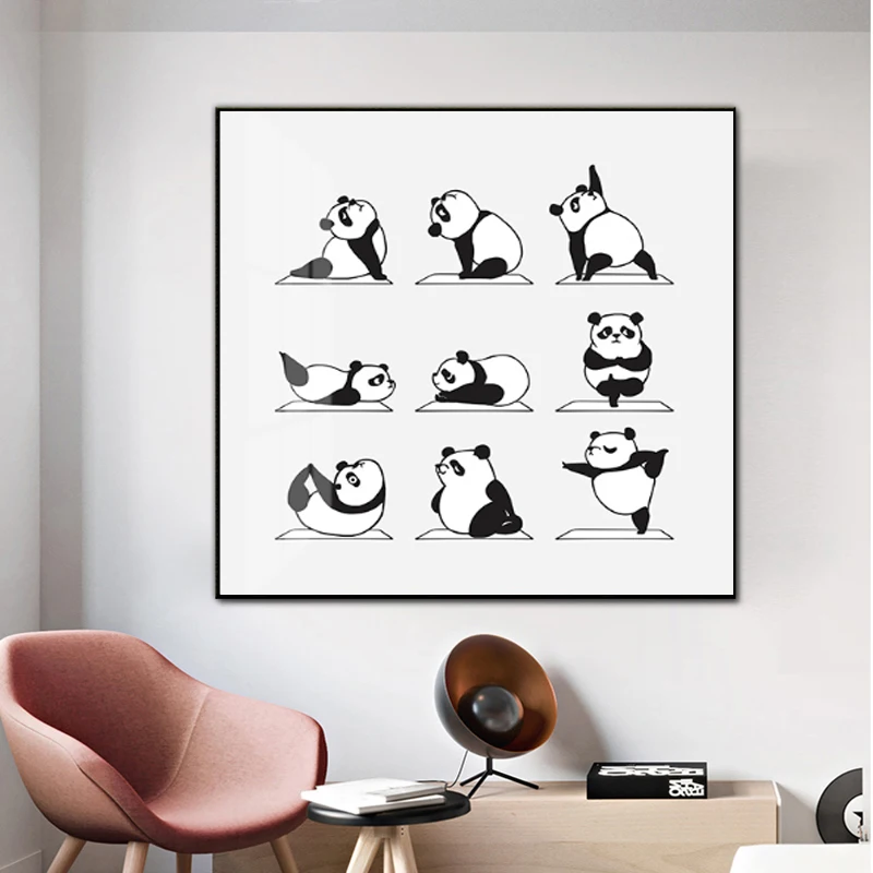 Cartoon Poster Cute Panda Wall Painting Canvas Art Posters And Prints ...