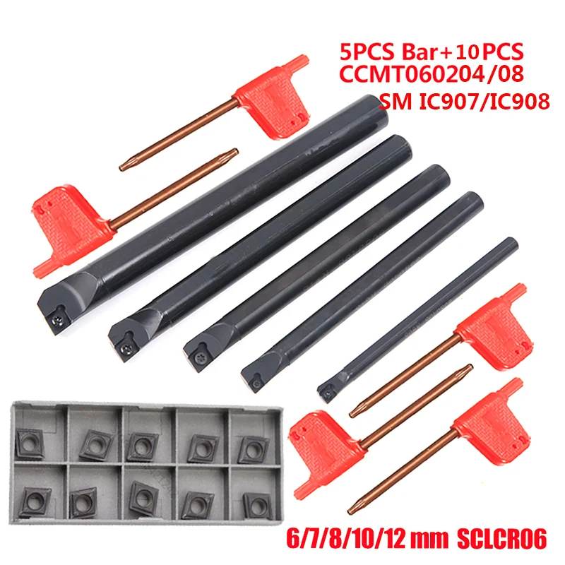 5pcs-Lathe-holder-Turning-Tool-Boring-Bar-SCLCR06-6-7-8-10-12mm-10pcs ...