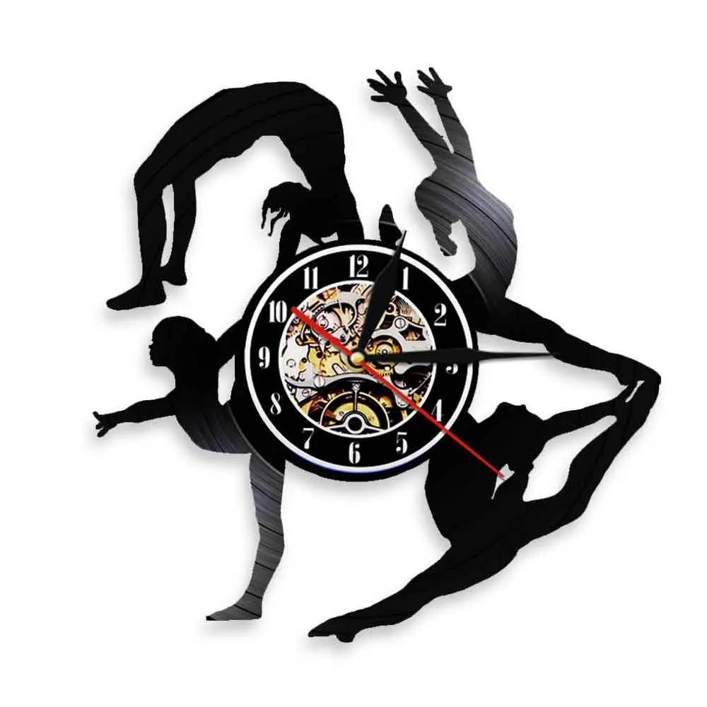 Gymnastics-Girls-Silhouettes-Wall-Clock-Sports-Girl-Tumbling-Shadow-Art ...