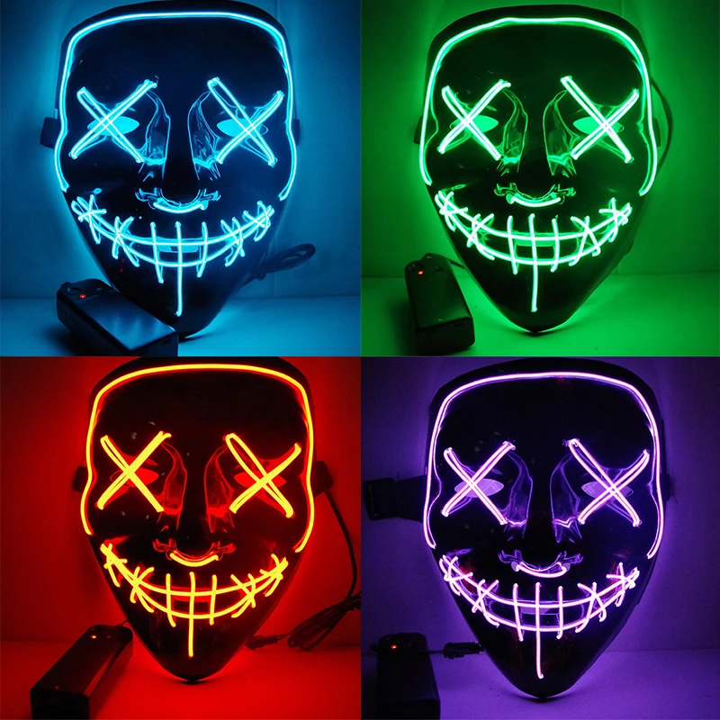 LED Halloween Mask The Purge Mask Light Up Party Masks Neon Cosplay ...