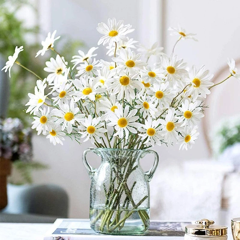 5pcs 50cm Artificial White Daisy Flower Bouquet Diy Vase Home Garden ...