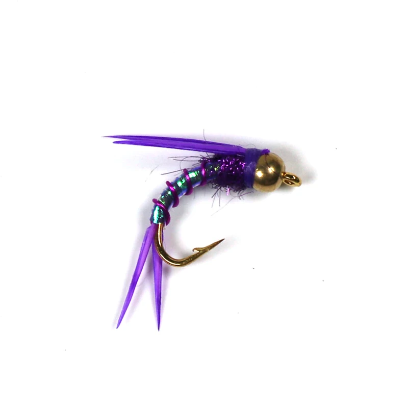 Bimoo 6PCS #12 Psycho Prince Nymph Crazy Purple Prince Nymph Fly Bright ...