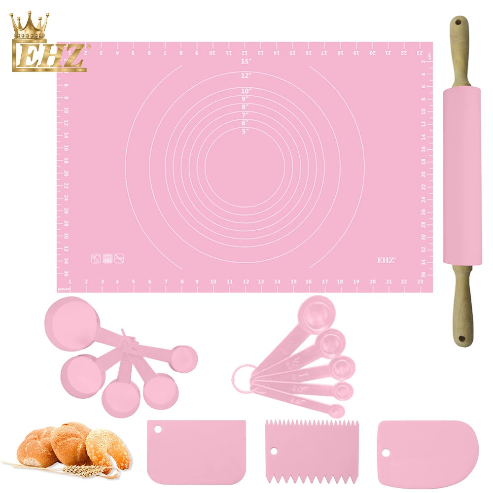 Ehz Baking Set Large Silicone Pastry Mat Extra Thick Non Stick Pastry ...
