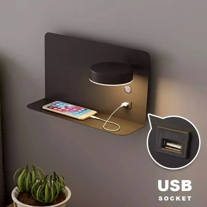 Modern-LED-Wall-Lights-With-Switch-And-USB-Interface-Fashion-Bedside ...