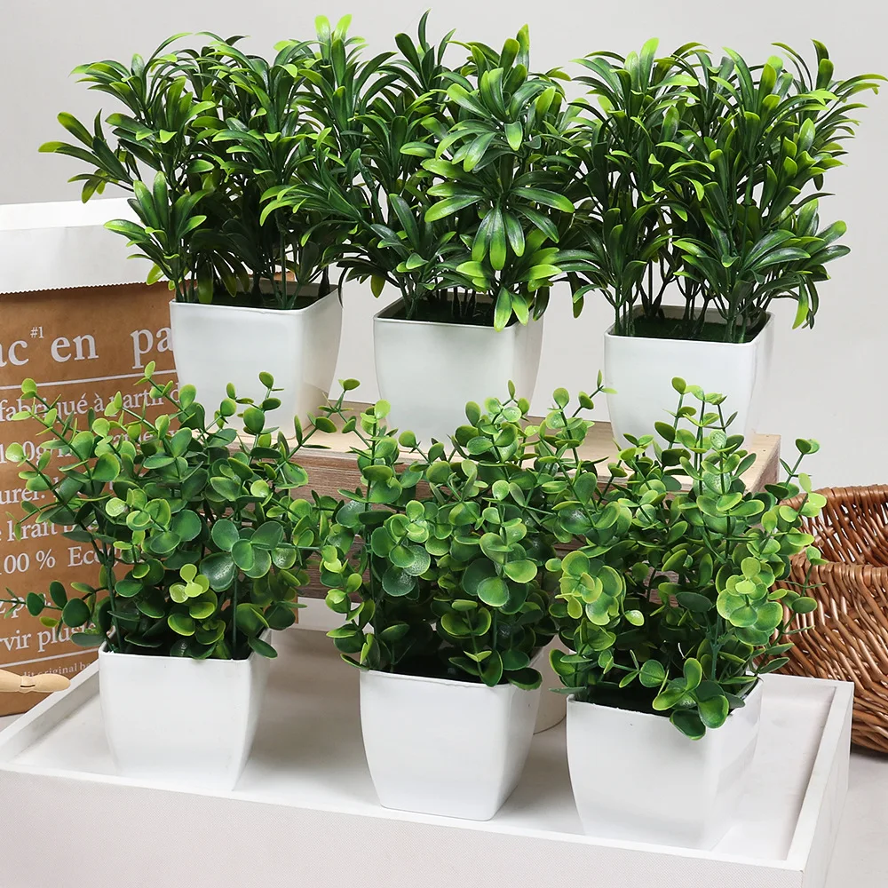 Artificial-Green-Plants-Eucalyptus-Bluegrass-Potted-Home-Hotel ...