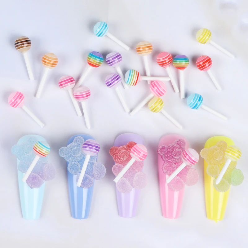 18Pcs 3D Cute Resin Lollipop Candy Kit For Nail Art Decorations Kawaii ...