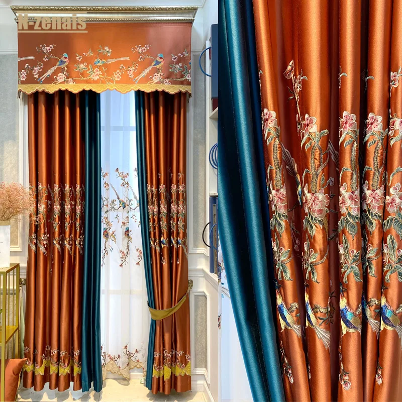 New High-quality Silk Embroidered Curtain New Chinese Style Curtain For ...