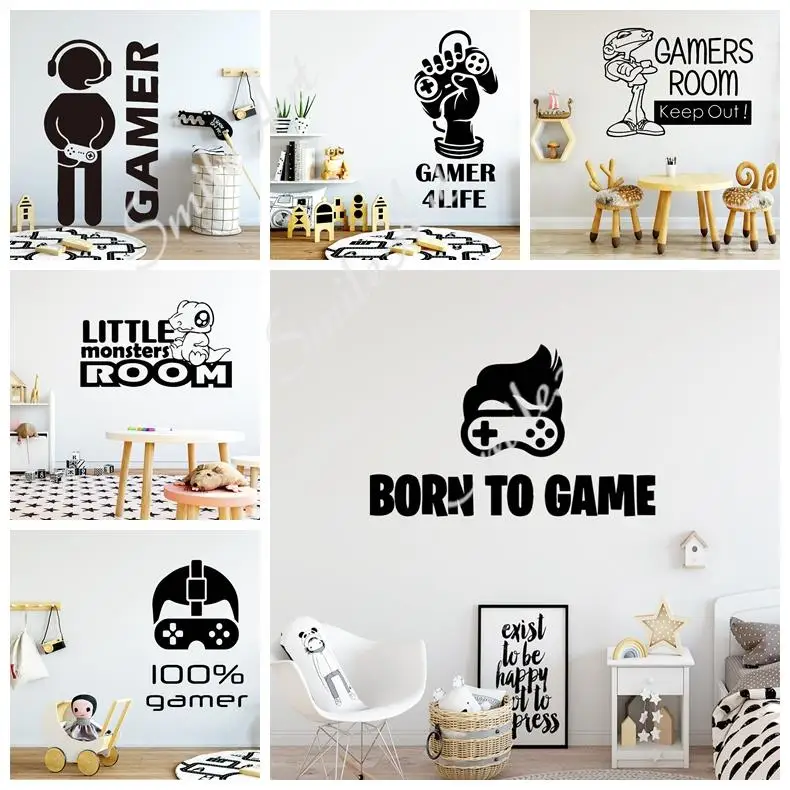 Cartoon-game-room-Wall-Sticker-Pvc-Removable-For-Kids-Rooms-Diy-Home ...