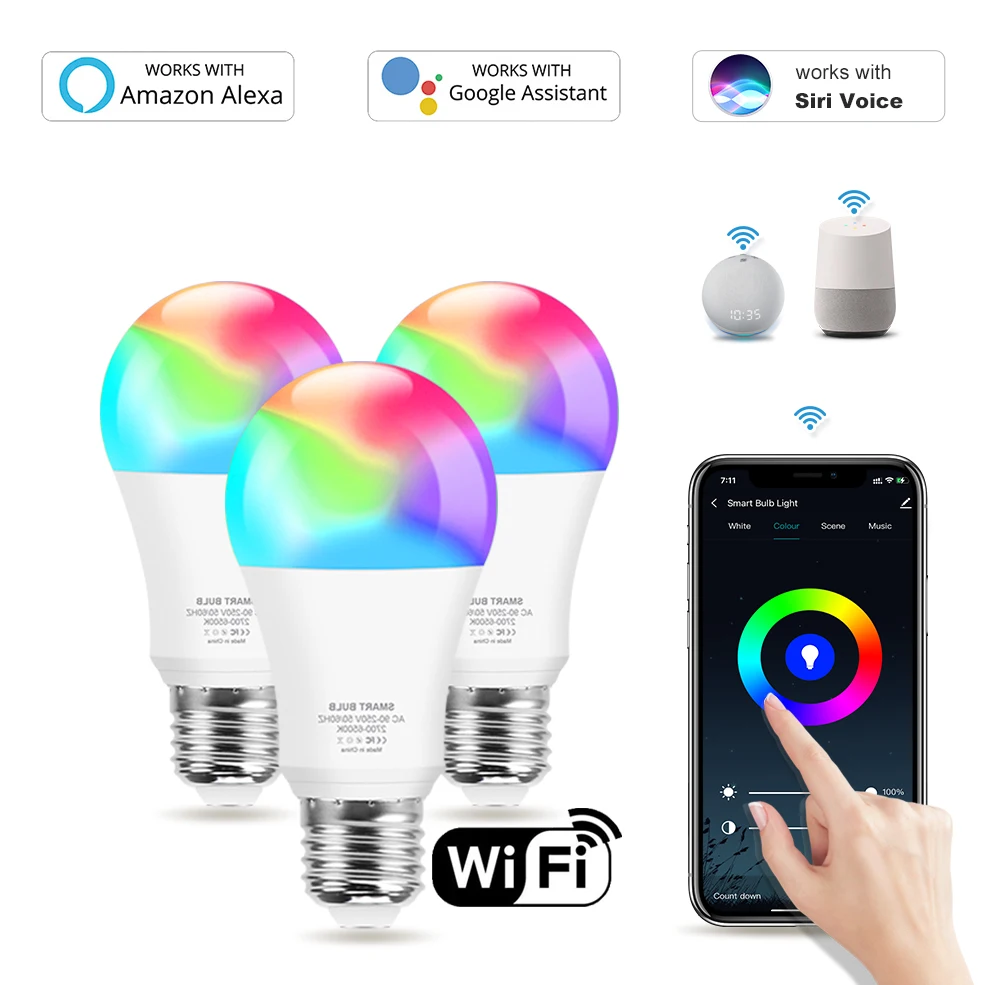Wifi E27 Smart Light Bulb Smart Home RGB RGBWW 15W Led Lamp Christmas ...