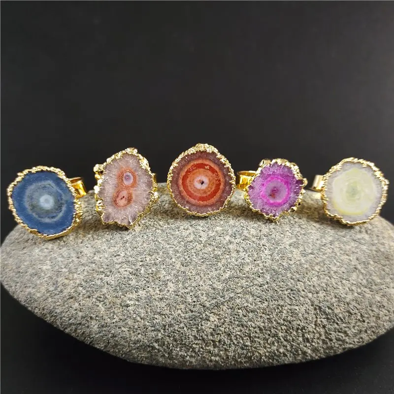 FUWO Fashion Stalactite Rings With 24K Gold Electroplated Genuine Solar ...