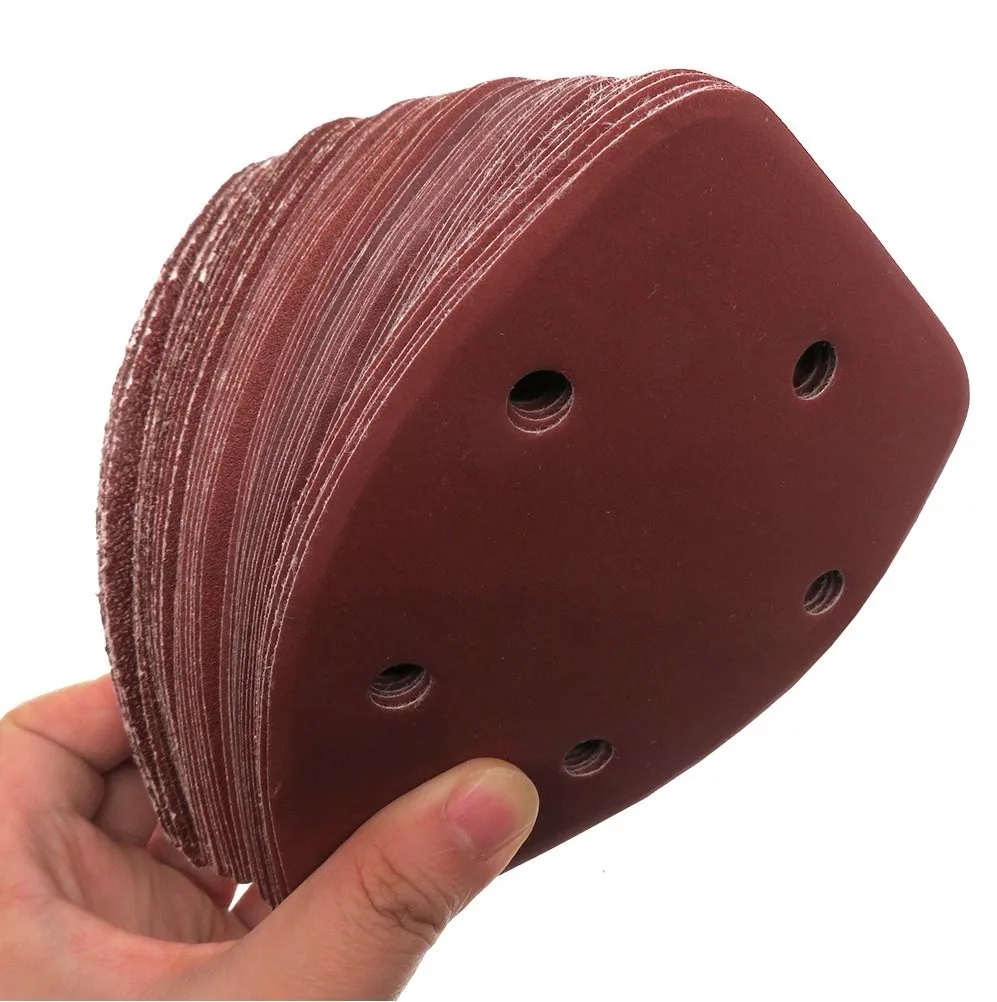 20pcs 140x90mm Triangle Sandpaper Six Hole Disk Sand Sheets Grit 40 400 ...