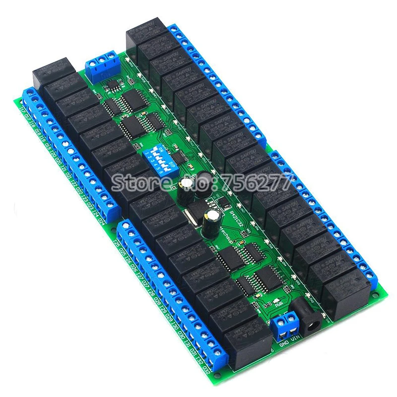 12v 32 Channel Rs485 Relay Modbus Rtu Protocol Serial Remote Control Switch Plc Control Board ...