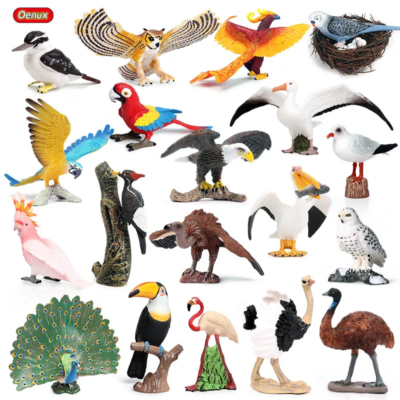 Oenux Original Bird Animals Model Forest Flamingo Peacock Ostrich ...
