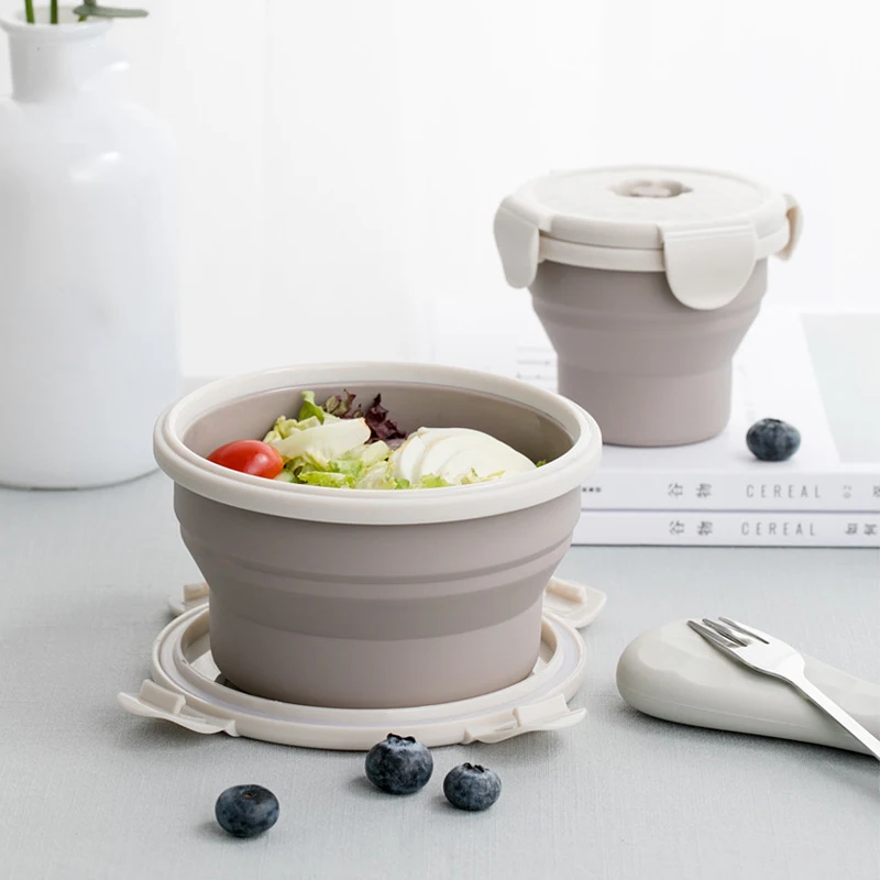 Outdoor Silicone Collapsible Bento Lunch Box Food Storage Container ...