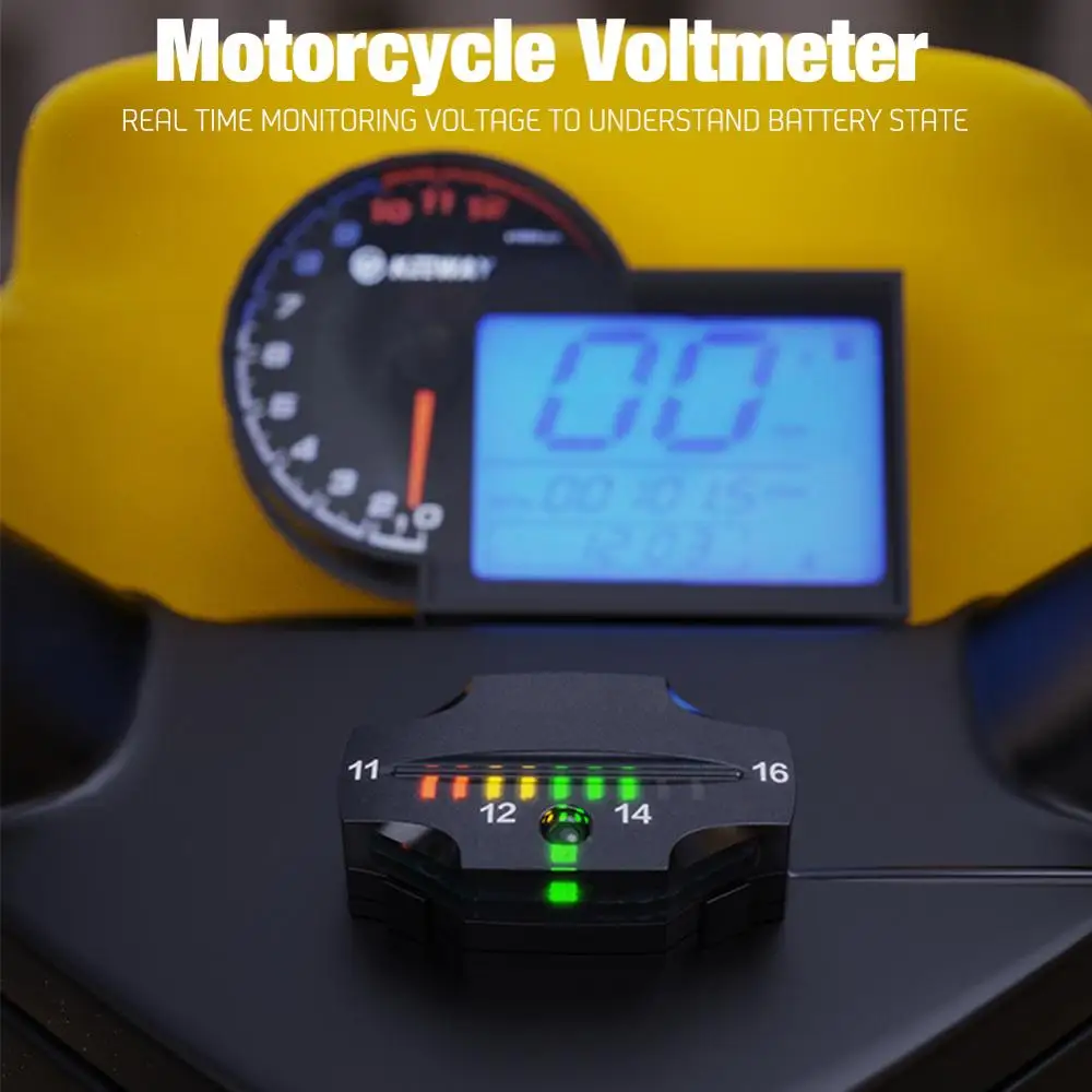 Motorcycle Voltmeter LED 12V Digital Voltage Meter Multi-Function ...
