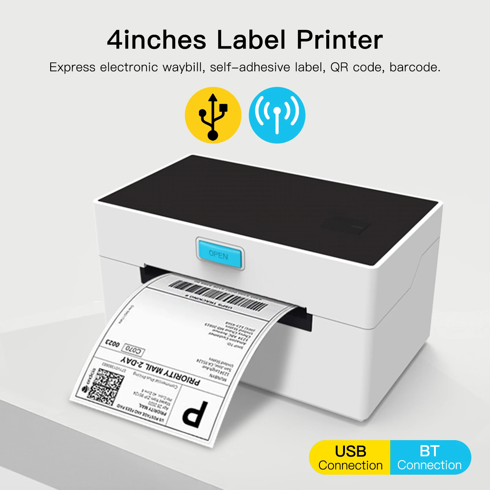 4inch Desktop Thermal Label Printer For 4x6 Shipping Package Label ...