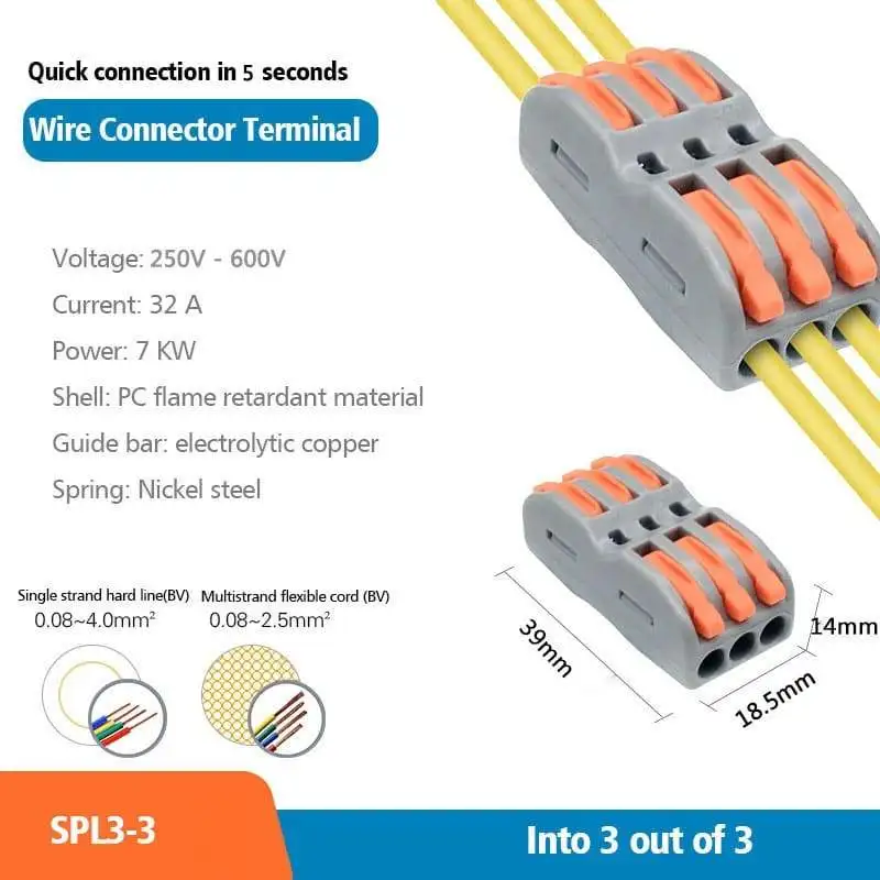 Quick Wire Connector Terminal Docking Cable Conectors Fast Universal ...