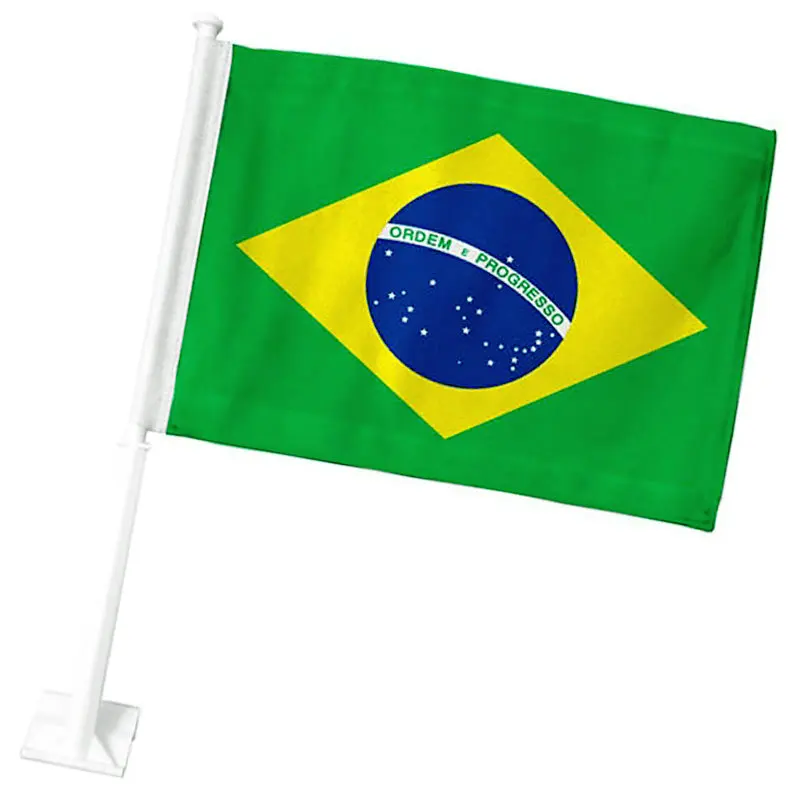 ZXZ 30*45cm 2PCS Brazil National Polyester car Flag BRA BRAZ Brazil car ...