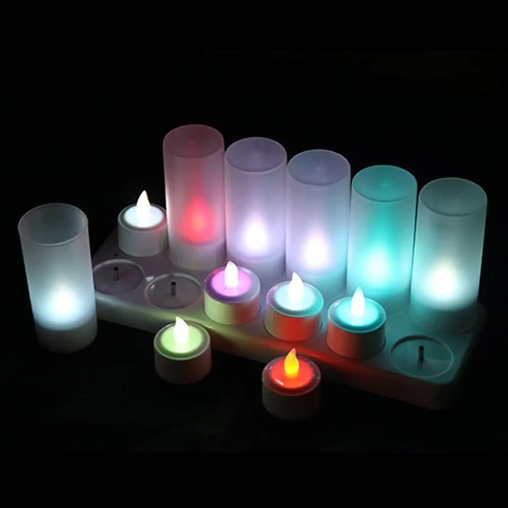 Bougie Rechargeable colorée de bougie de Led 12 pièces bougies chauffe ...