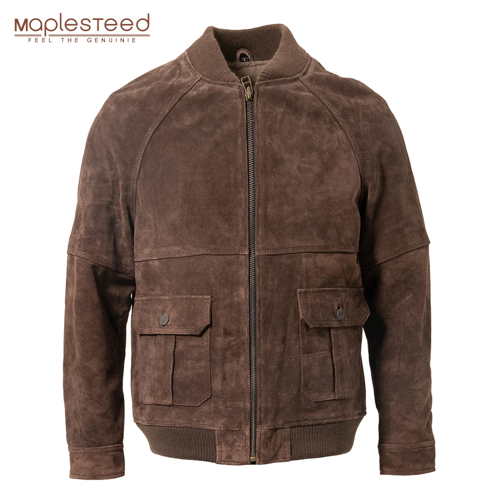 Men-Leather-Jacket-Raglan-Shoulder-Brown-Second-Layer-Cowhide-Black ...