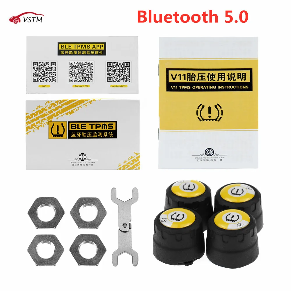 Sistema de Monitor de presión de neumáticos de coche Bluetooth 5,0 TPMS ...