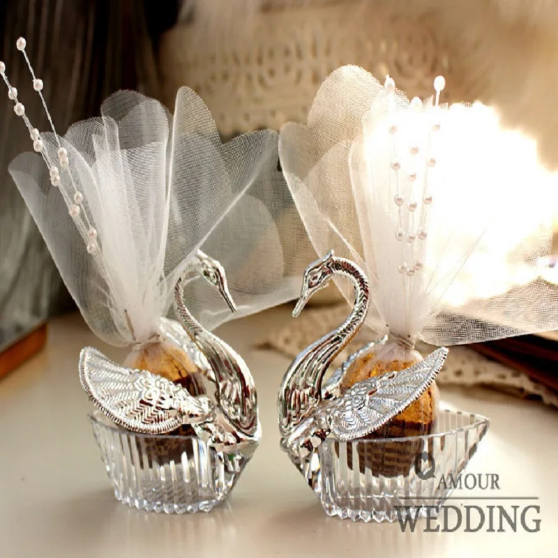 Cajas-de-recuerdo-de-boda-de-cisne-cajas-de-dulces-creativas-con-gasa-y ...