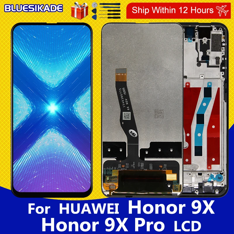 6.59" Side Fingerprint For Huawei Honor 9X LCD Display Touch Screen Digitizer For HLK-AL00 HLK ...
