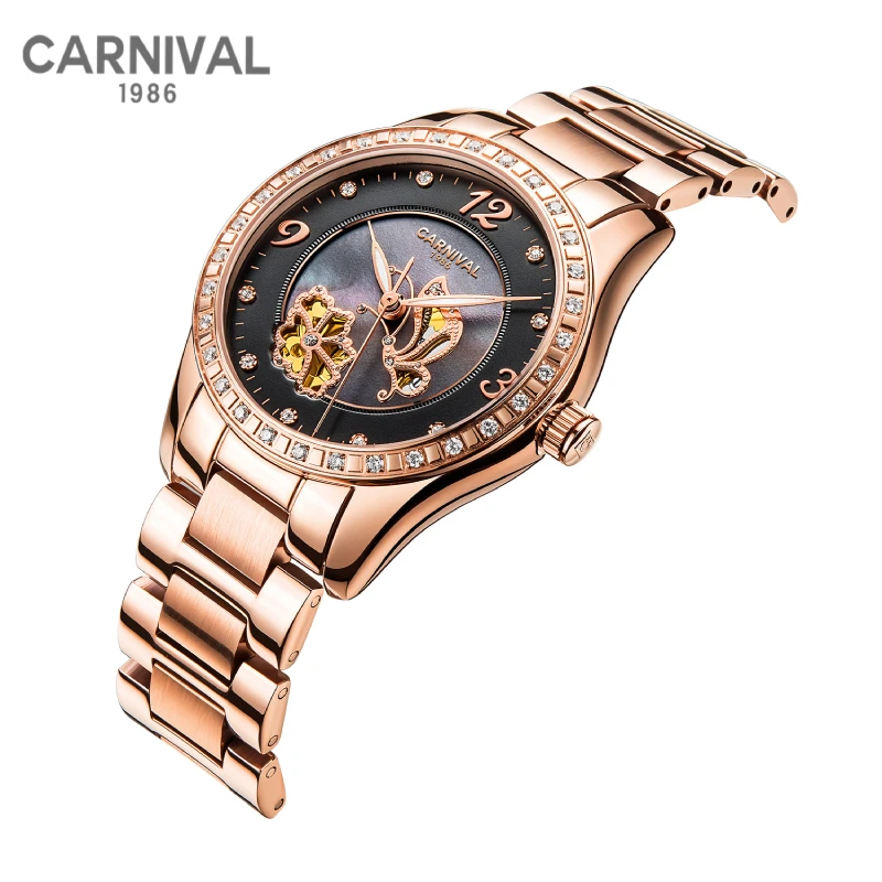 Carnival Women Watch Fashion Automatic Mechanical Watch Hollow Luminous ...