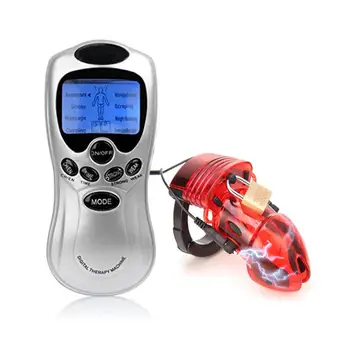 New Electric Shock Male Chastity Device Electro Cock Cage Lock down ...